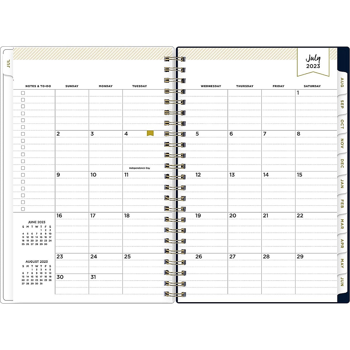 Blue Sky Day Designer for 2023-2024 Academic Year Weekly and Monthly Planner, 5' x 8', Flexible Cover, Wirebound, Peyton Navy (107927-A24)