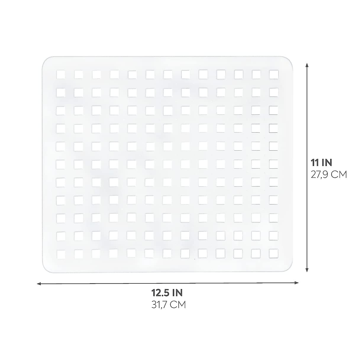 iDesign Euro Plastic Sink Grid, Non-Skid Dish Protector for Kitchen, Bathroom, Basement, Garage, 12.5" x 11", Clear