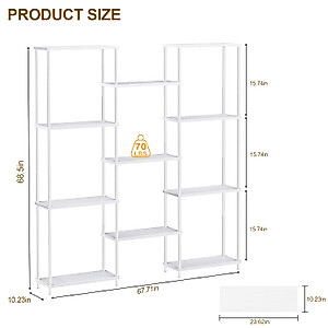 MOOACE 4 Tier Bookshelf, Industrial Style Bookcases with 11 Open Display Shelves, Open Large Storage Bookshelves Shelving with Anti-Falling Device for Bedroom,Living Room, Office Display Cabinet White