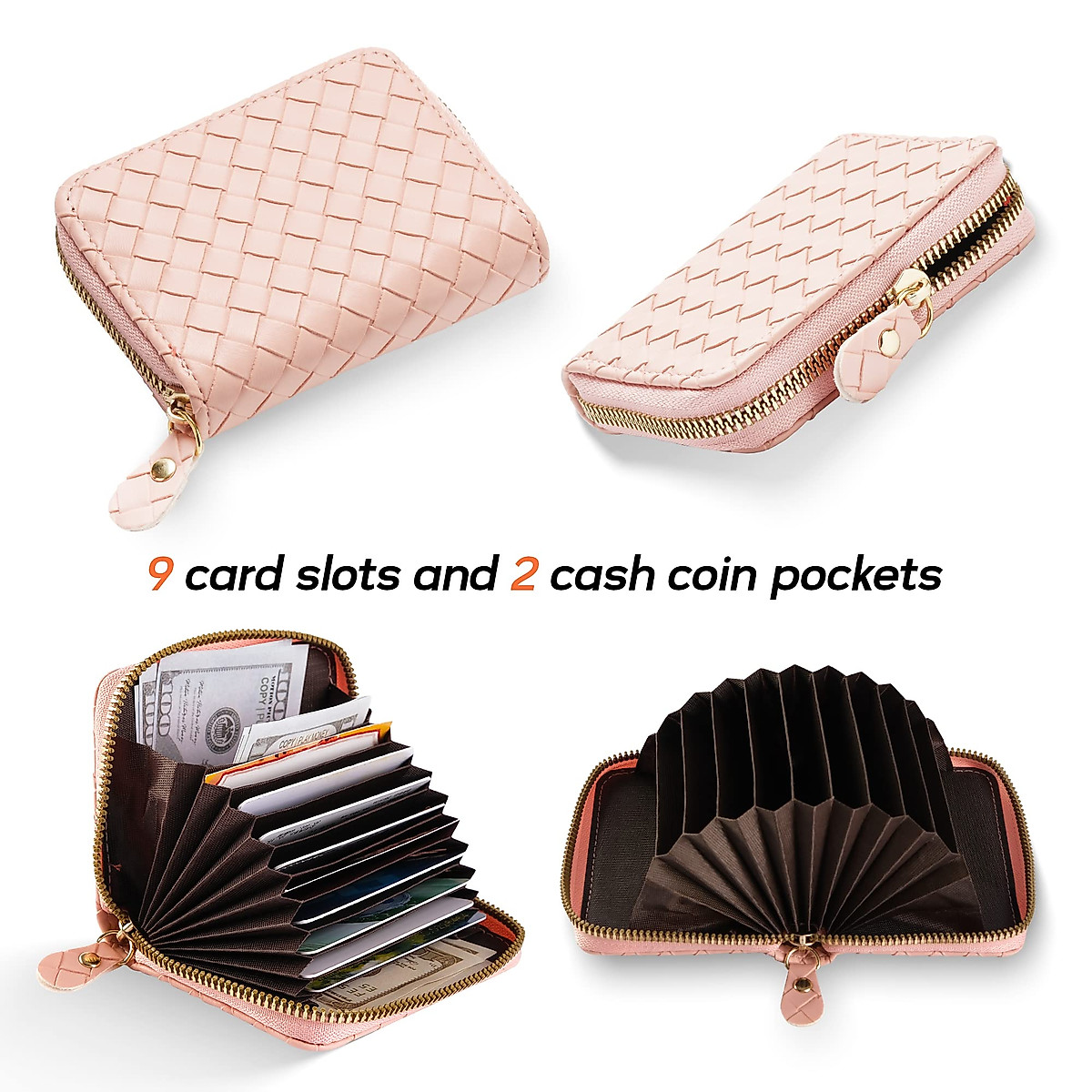 Everywhere Belt Bag with Card Holder Wallet for Women, Fanny Pack Crossbody Bags with Longer-length Adjustable Strap, Unisex Fashion Waist Packs for Workout Travelling Running (Pink)