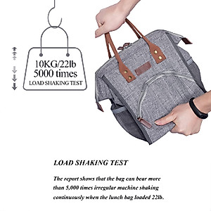 Ochoose Lunch Bags Double Insulated Lunch Box Cooler Tote Bag with Wide Open for Thermal Meal Prep Lunch Organizer Box for Adults Women Man Working Picnic Hiking Beach Fishing Shopping (Gray)