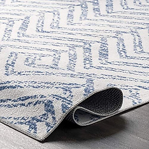 nuLOOM Rosanne Machine Washable Geometric Area Rug, 4' x 6', Blue
