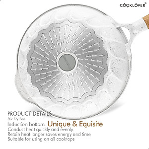 COOKLOVER Nonstick Frying Pan Induction Sauté Pan with Lid Pack-2-9.5 inch&11 inch- White