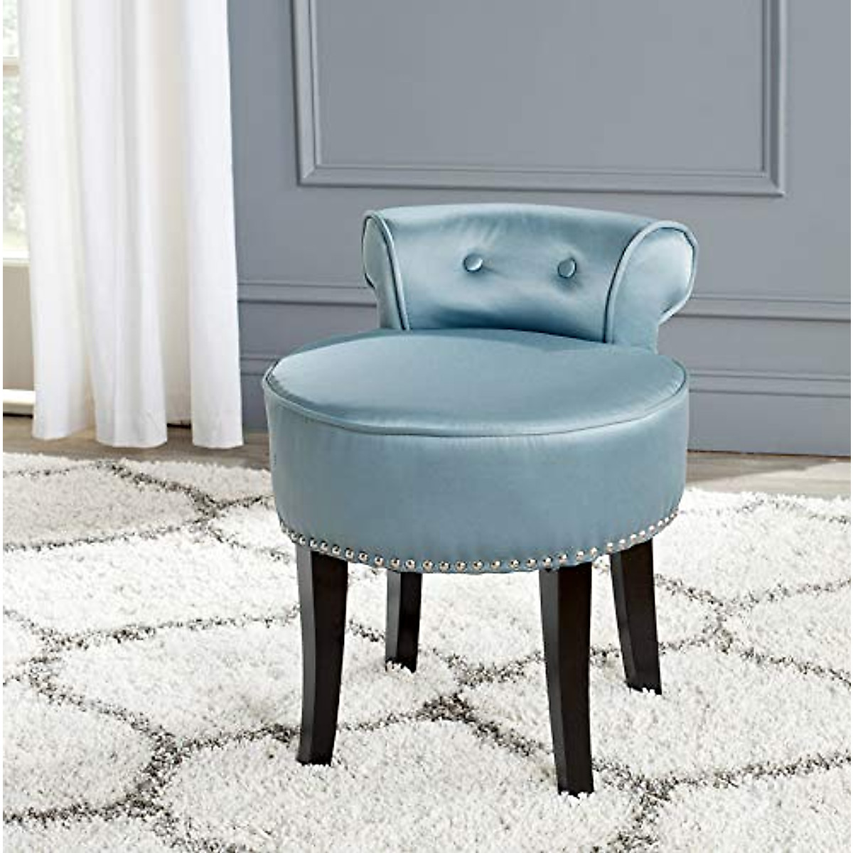 Safavieh Home Collection Georgia Burnt Orange and Distressed Grey Petite Vanity Stool