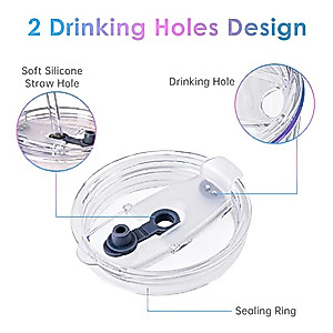 NiHome Glass Tumblers with Straws and Lids, Iridescent Iced Coffee Cup Drinking Glassware with Wide Mouth,Rainbow Glass Drinking Jars for Beer, Whiskey, Cocktail, Beverages & Soda Drinks, 2PCS 12oz