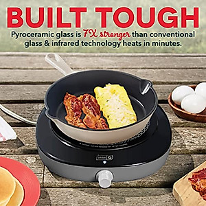 DASH Everyday Electric Cooktop with Infrared Heating, 5 Temperature Settings with Cord Storage, Perfect for RVs, Camping, Dorms, and Small Living Spaces - Graphite