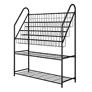 Emiosmt Black Bookcase for Children Metal Kids Bookshelves Modern Minimalist Toy Storage Large Bookshelf for Bookstore Bedroom, Classroom Furniture, Living, Library, Book Display Rack