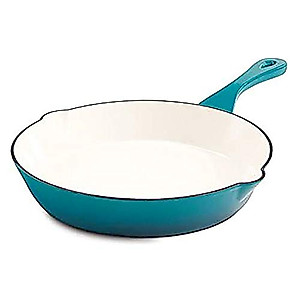 Crock Pot Artisan 10 Inch Enameled Cast Iron Round Skillet, Teal Ombre