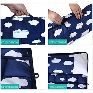 Nap Mat with Pillow and Fleece Blanket for Regalo My Cot/Joovy Travel Cot, Super Soft & Skin Friendly, Perfect Kids Sleeping Mats/Sleeping Bag for Preschool Daycare Boys and Girls, Navy