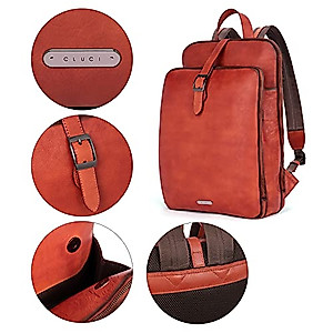 CLUCI Womens Backpack Purse Genuine Leather 15.6 Inch Laptop Backpack Vintage Travel Casual Daypack Reddish Brown