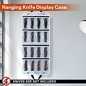 SWISSELITE Knife Display Bag, Felt Knife Display Case, Foldable Knife Storage Holder, Knife Carrying Organizer with 16 Slots