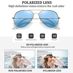 Outray Night Vision Polarized Aviator Sunglasses for Driving (Gold Frame/Blue Lens, Blue)