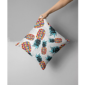 iiRov Summer Design Ink-Fuzed Decorative Throw Pillow - Retro Summer Pineapple v3