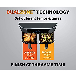 Ninja DZ100 Foodi 4-in-1, 8-qt, 2-Basket Air Fryer with DualZone Technology, Renewed, DZ201, Ninja DZ201-- 8-Quart