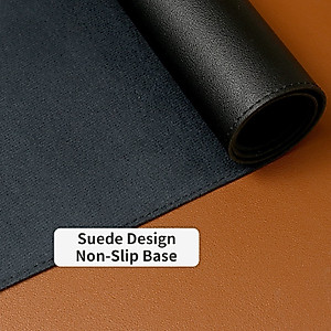 Leather Desk Pad,Wolaile 36x17 inch Large Mouse Pad,Waterproof Non-Slip Writing Desk Blotter,Computer Mat Desktop Protector for Office Home,Black
