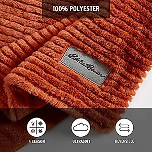 Eddie Bauer- Throw Blanket, Ultra Soft Plush Home Décor, All Season Bedding (Textured Solid Orange, 50 x 60)