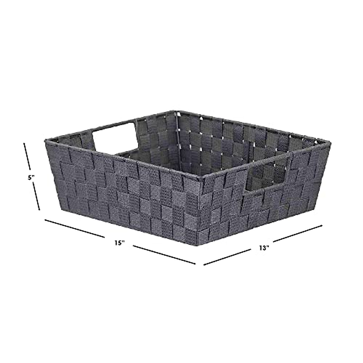 Home Basics Basket Non-Woven Strap BIN Gray LRG, Large, Grey