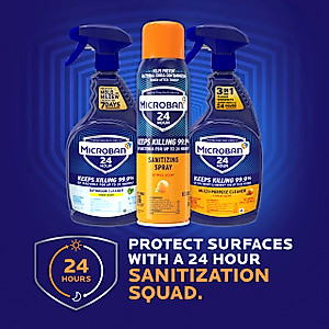 Microban 24 Hour Multi-Purpose Cleaner & Disinfectant Spray, Fresh Scent, 32 Fl oz
