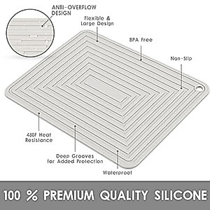 Viwehots Trivets for Hot Dishes-Pots and Pans, Heat Resistant Mats-Pot Holders, Flexible Silicone Hot Pads for Kitchen Table, Non Slip Silicone Mats Placemats, Rectangular Trivet Mat Pack 4 Light Gray