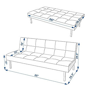 Panana Convertible Sofa Bed Modern Folding Recliner Futon Sofa for Small Living Room, Cream