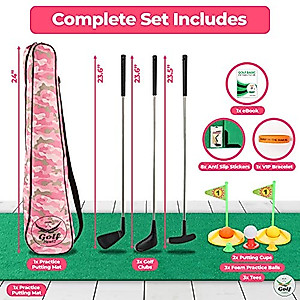(Lab Tested) - Premium Kids Golf Clubs 3-5 - Kids Golf Set - Toy Golf Set - Toddler Golf Set - Golf Toys for Kids - Mini Golf Set - Baby Toddler Golf Clubs - Plastic Play Golf Clubs - Age 2 3 4 5 6