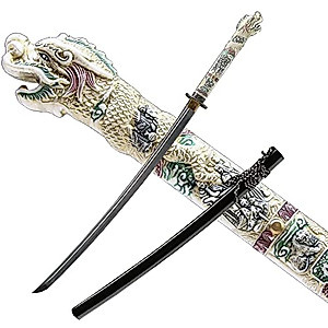 Spring Steel Blade Dragon Head Katana Handmade Full Tang Japanese Samurai Sword Real Battle Knives Very Sharp Highlander Sword