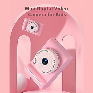 Camnoon 1080P Mini Kids Digital Camera Digital for Kids Dual Lens 2.0 Inch IPS Screen Built-in Battery Cute Photo Frames Interesting Games with Neck Strap Birthday for Boys Girls