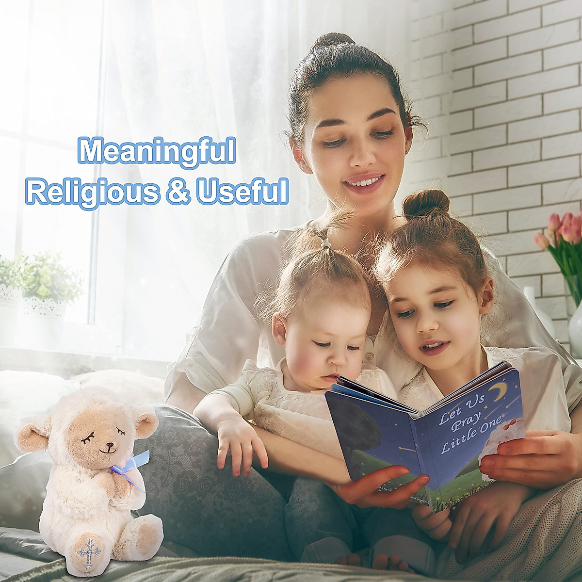 MyMateZoe Baptism Gifts for Boys, Great Christening, Dedication and Baptism Gift Set for Boys and Newborn Baby, Includes 7" Praying Lamb Plush Toy and Let Us Pray Baby Book in Keepsake Gift Box