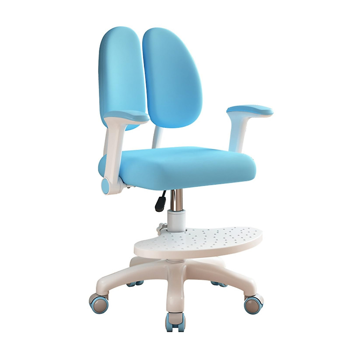 Upgraded Kids Desk Chair,Ergonomic Children Study Computer Chair Adjustable,Dual Back Support & Turnover Armrests Design,360 Degree Wheel Cute Children Study Chair for Home School Library Blue