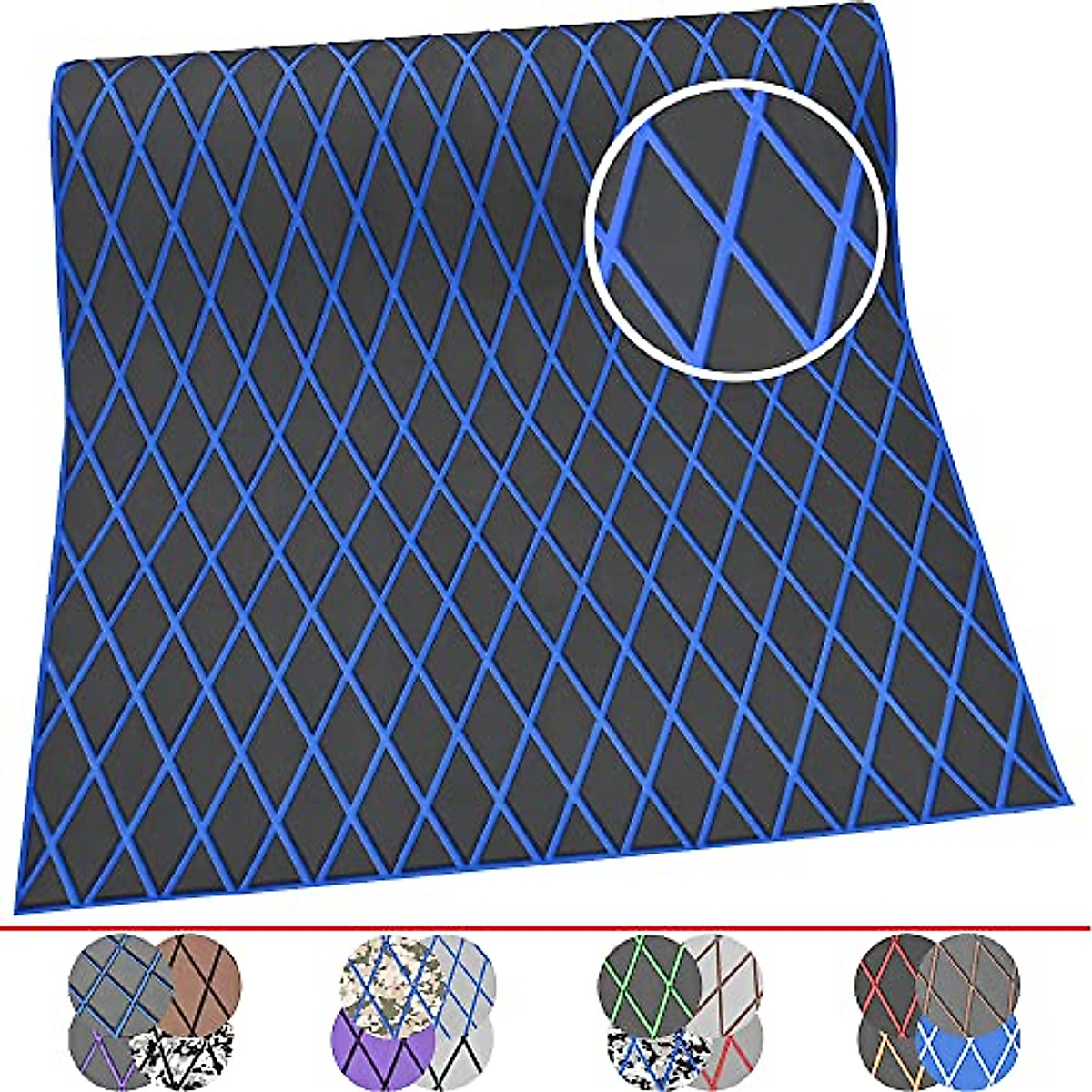 KT GuoMei 94.5"× 37.8" EVA Foam Boat Decking Sheet Faux Teak Decking Self-Adhesive Marine Yacht RV Swimming Pool Boat Flooring Motorboat Non-Skid (Dark Gray and Blue Stripes)