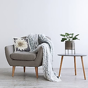 Stupell Industries White Flower Petals Intricate Abstract Daisy Design by Sophie 6 Throw Pillow, 18 x 18, Grey