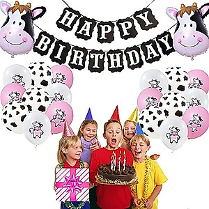 Cow Balloons, 12” Pink Cow Print Balloon Helium Latex Balloons for Birthday, Baby Shower, Cow Print Party, Cowgirl Rodeo Party, Farm Party Decorations Supplies