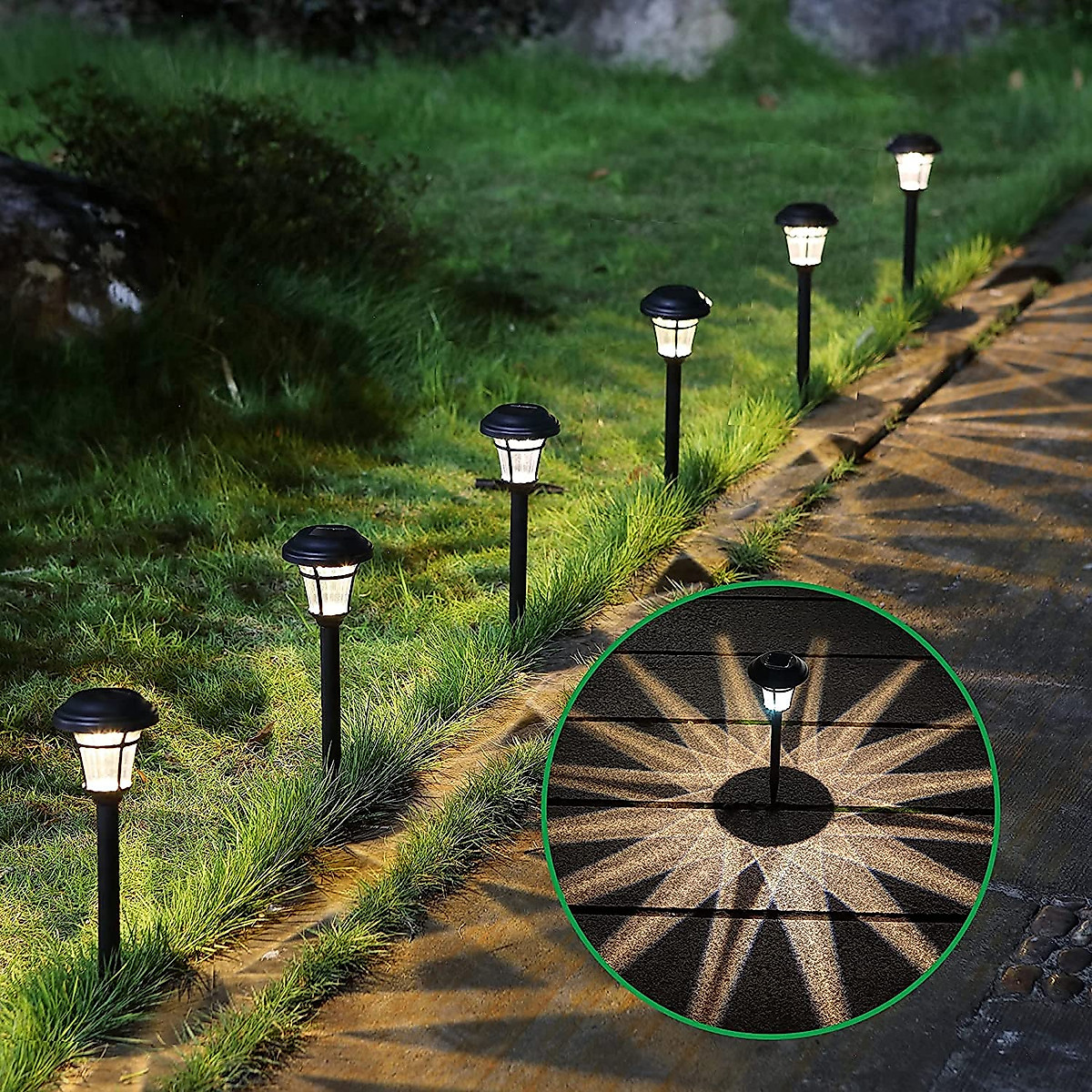 MAGGIFT 8 Pack Solar Ground Lights Outdoor, Disk Light 8 LED Cool White + 4 LED Blue, Waterproof Solar Powered Lights, In-Ground Walkway Deck for Pathway Driveway Landscape Garden Patio, Lawn, Yard