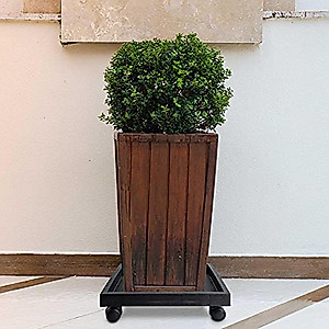 BAODAN Plant Caddy with Wheels, Plant Trolley, Plant Dolly Heavy Duty, Square Movable Plant Roller, Toughened Resin Plant Pallet Caster, 9.45x9.45x3.35in, Black