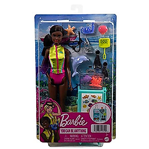 Barbie Marine Biologist Doll & 10+ Accessories, Mobile Lab Playset with Brunette Doll, Case Opens for Storage & Travel