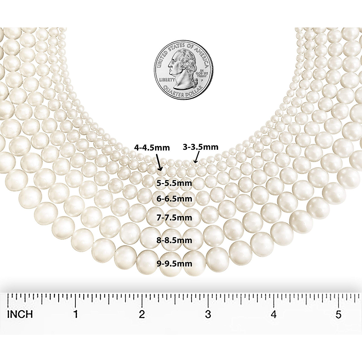 14K Gold AAAA White Japanese Akoya Cultured Pearls 18" Silk-Knotted Strand Pearl Necklace - Choice of Pearl Size & Clasp Gold Color (Yellow Gold, 6-6.5mm)