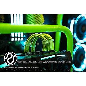 LINKUP - AVA 30cm PSU Cable Extension Sleeved Custom Mod GPU PC Braided w/Comb Kit | 1 x 24 P (20+4) | 2 x 8 P (4+4) CPU | 2 x 8 P (6+2) GPU Set | 300mm - GreenBlack