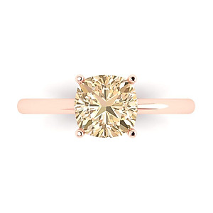 Clara Pucci 2.0 ct Cushion Cut Solitaire Genuine Natural Morganite Gem Wedding Bridal Designer Anniversary Engagement Ring 14k Rose Gold