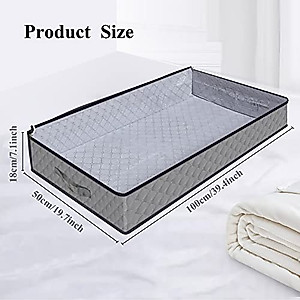 Homelove Under Bed Storage Bags, 2 Pack Fabric Underbed Storage Containers with Reinforced Handles and Clear Window Foldable Bedroom Organizer Bags Bin for Blankets Clothes Comforters Toys,Grey