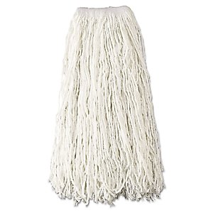 Rubbermaid Commercial V418 Economy Cut-End Rayon Mop Head, 24oz, 1" Band, White, 12/Carton