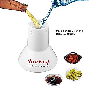 VANKEY Ceramic Chicken Roaster Non-Stick Beer Can Chicken Holder Turkey Stand Vertical Poultry Roast Chicken Accessories Fit for Kamado Joe and Big Green Egg,Primo,Vision,Roast Chicken Utensils（Large）