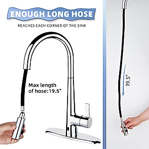 IMHOMII ‎E8305xxxxx Touchless Kitchen Faucet with Pull Down Sprayer, Motion Sensor Activated Smart Kitchen Sink Faucets,Hands Free Brass Kitchen Taps 360 Degree Swivel High Spout, Chrome