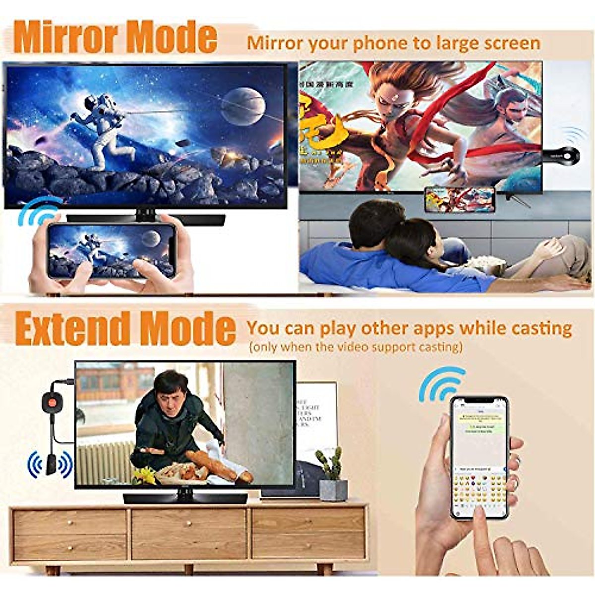 Wireless Display Adaptor mac，WiFi 1080P Mobile Screen Mirroring Receiver Dongle Wireless WiFi Display Adapter Dongle，HDMI TV Stick Screen Mirroring WiFi Display Dongle Full HD 1080P HDMI Dongle
