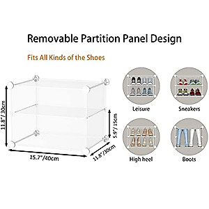 HOMIDEC Clear Shoe Organizer, 3 By 8 Tier Shoe Rack Shoe Storage Cabinet Stackable Shoe Storage For Closet Hallway Living Room Bedroom (Transparent)