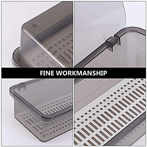 YARNOW Plastic Kitchen Cutlery Tray Cutlery Storage Box Kitchen Flatware Organizer Box with Lid Rectangular Utensil Tray for Home Chopstick Storage containers Kitchen Chopstick Holder Box ( Black )