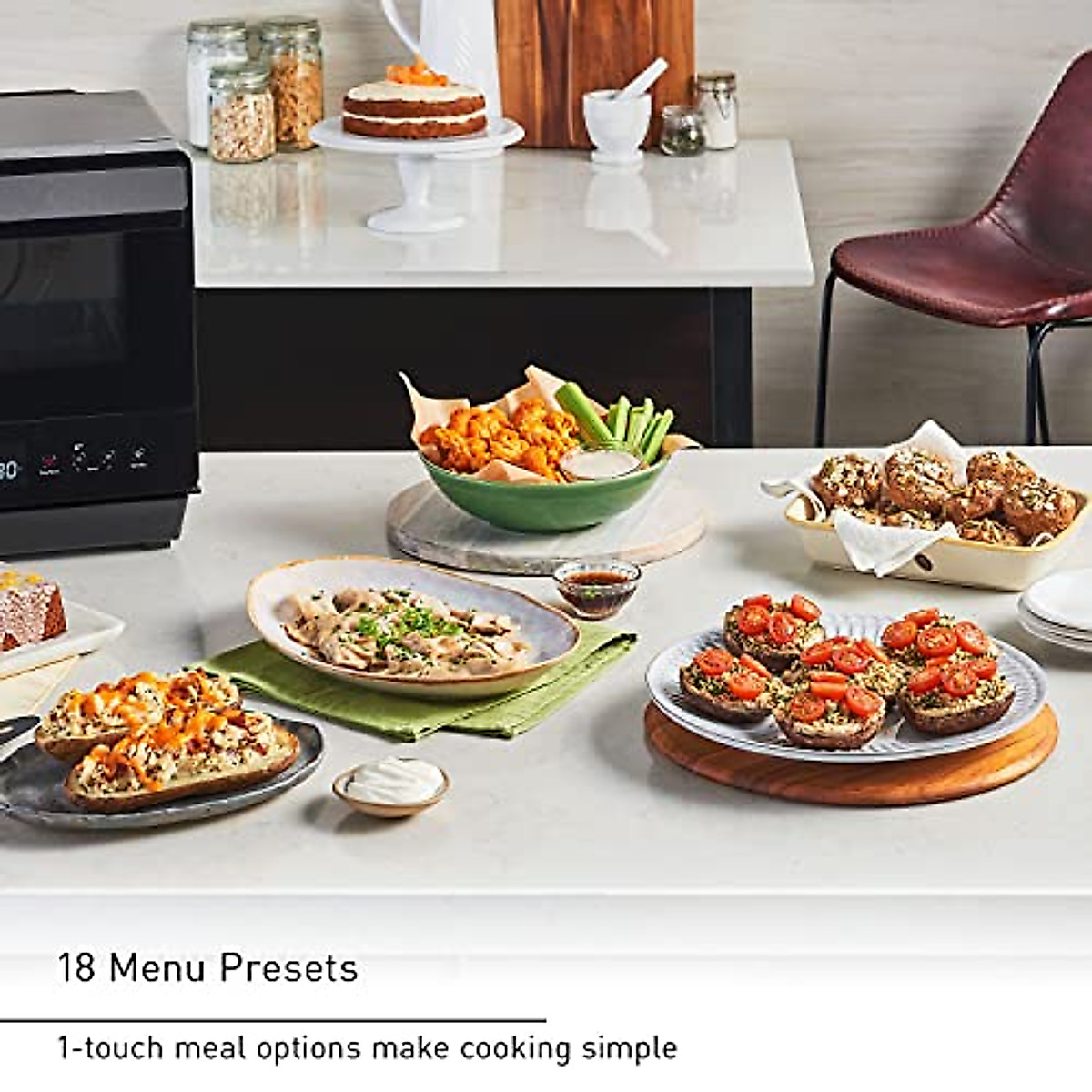 Panasonic HomeChef 7-in-1 Compact Oven with Convection Bake, Airfryer, Steam, Slow Cook, Ferment, 1200 watts, .7 cu ft with Easy Clean Interior - NU-SC180B (Black)