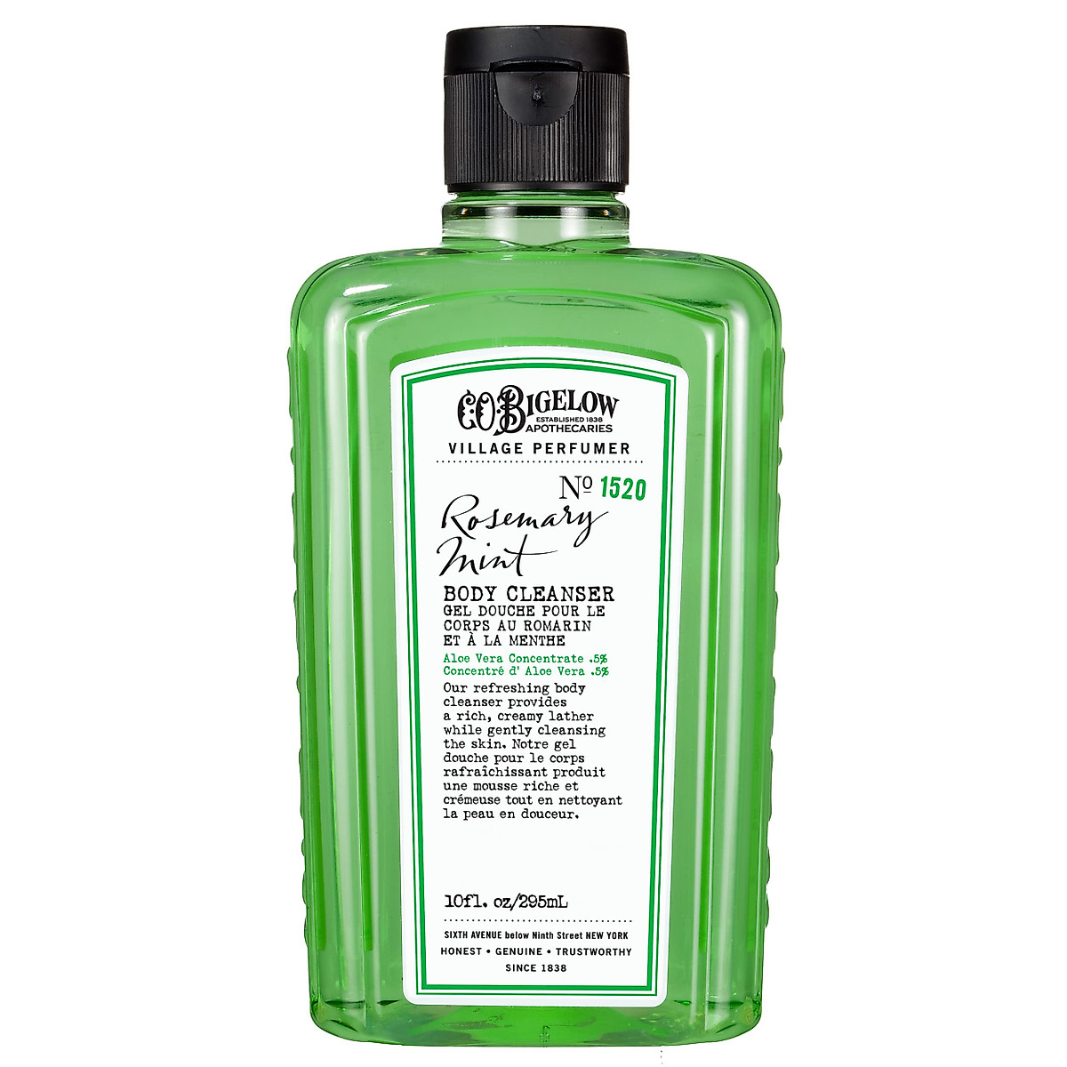 C.O. Bigelow Rosemary Mint Body Cleanser, Village Perfumer Moisturizing Body Wash for Men and Women with Aloe Vera, Sodium PCA, and Glycerin, 10 fl oz
