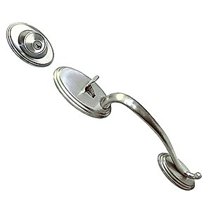 Satin Nickel Front Door Single Cylinder Deadbolts (keyed on The Outside and a Thumb Turn on The Inside) Handleset Handle Set with 835DC Lever (Front Door Handleset)