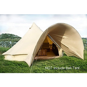 UNISTRENGH Bell Tent Awning Canopy Outdoor Tent Sunshade Tarp for Camping Hiking Beach Travel Party Beige 3M/4M/5M/6M Tent Accessory (Round Awning for 4M/5M/6M)