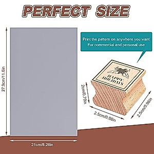 Sasylvia 10 Pcs Blank Hard Wood Rubber Stamp Mounts with A4 Size Grey Rubber Stamp Sheet Laser Engraver Accessories Rubber Stamp Carving Tools Soft Rubber Mat Carving Blocks (Gray, 1 x 1 Inch)